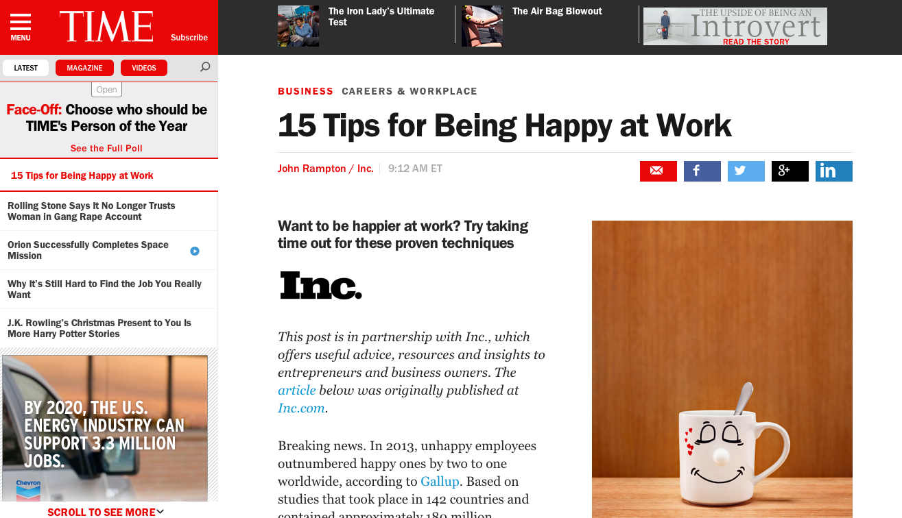 15 Tips for Being Happy at Work - Meet John Rampton - Entrepreneur ...